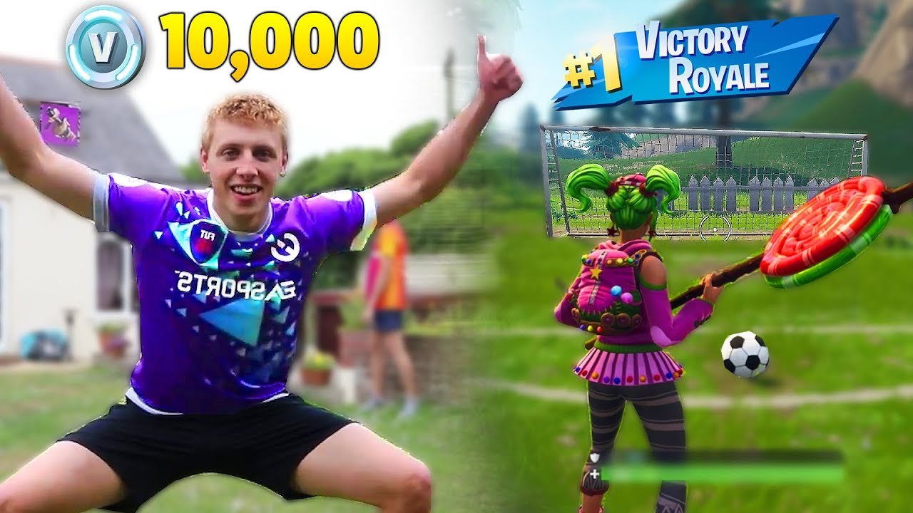 Kid Wins $10,000 V-Bucks every Soccer goal he scores vs W2S - YouTube