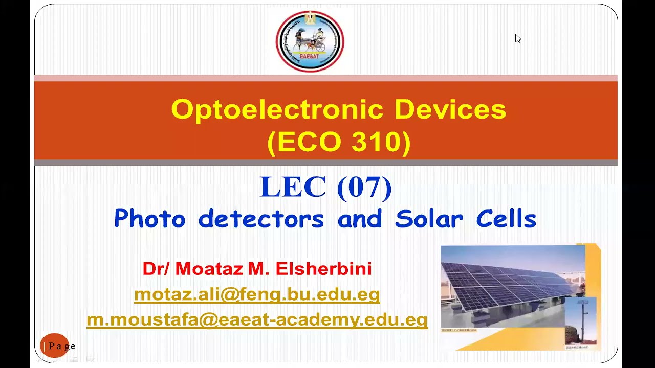 Lec 07 optoelectronics photodiodes, PIN and solar cells - YouTube