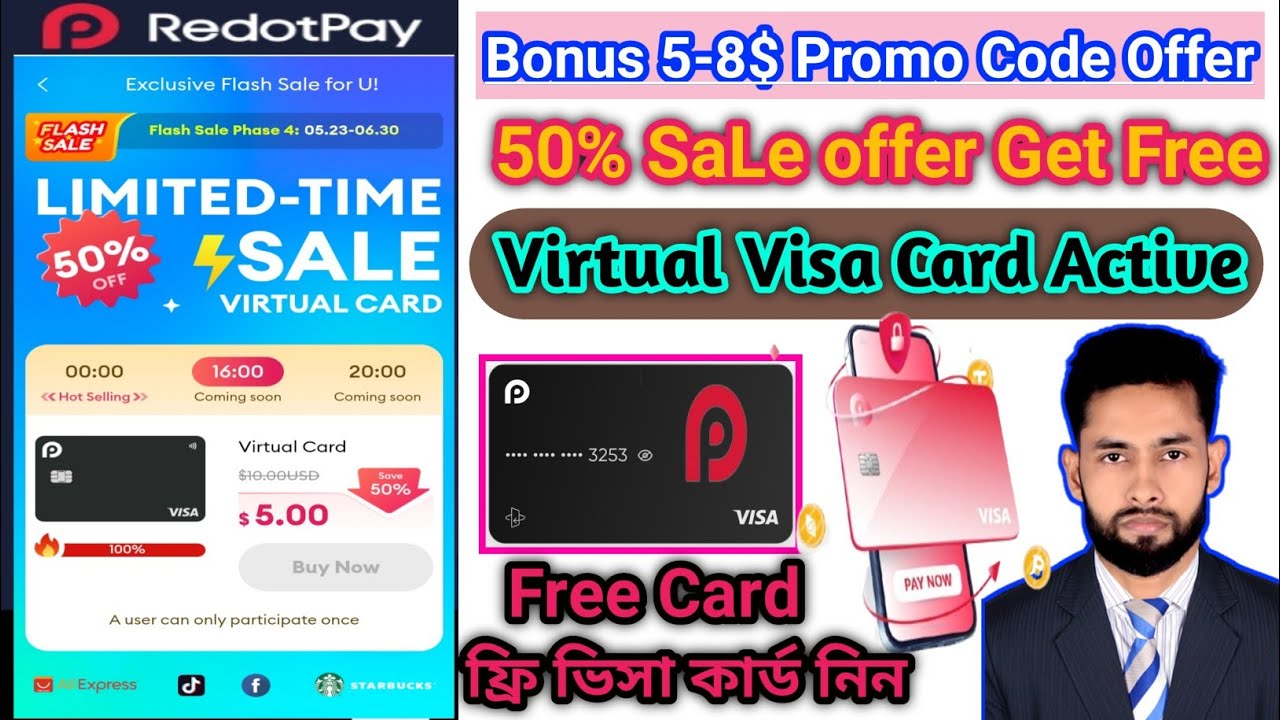 💳50%Offer Sale Redotpay virtual card 5$Get bonus New offer Latin ...