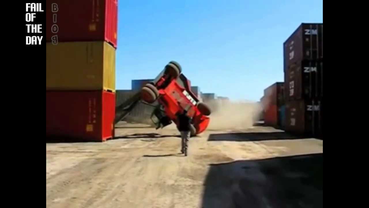Forklift Unloading Container FAIL - YouTube