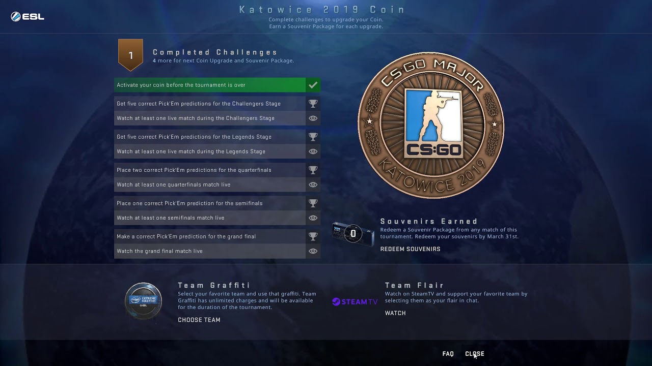 Getting CS:GO Katowice 2019 Event Coin & My Pick'Em Challenge ...