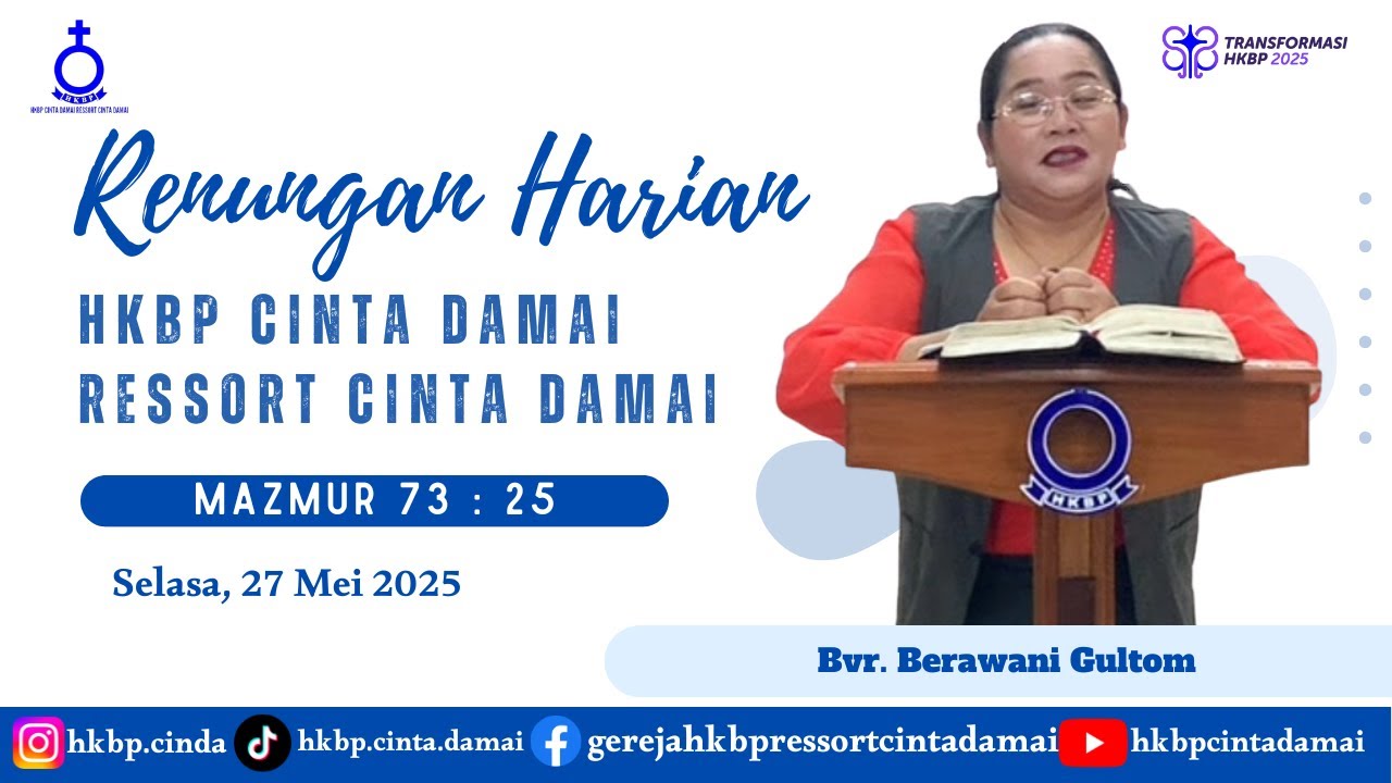 RENUNGAN HARIAN HKBP CINTA DAMAI, Selasa 27 Mei 2025 | MAZMUR 73 : 25 ...