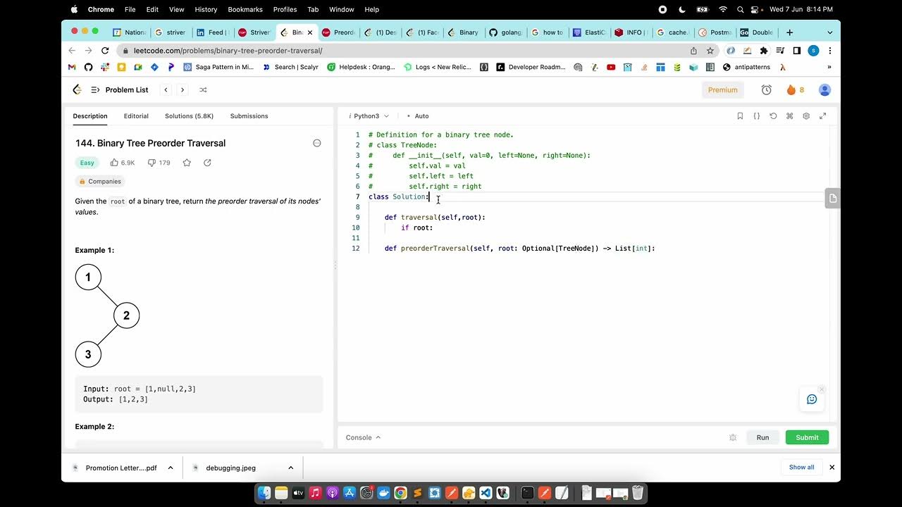 Leetcode 144 Binary Tree Preorder Traversal Youtube