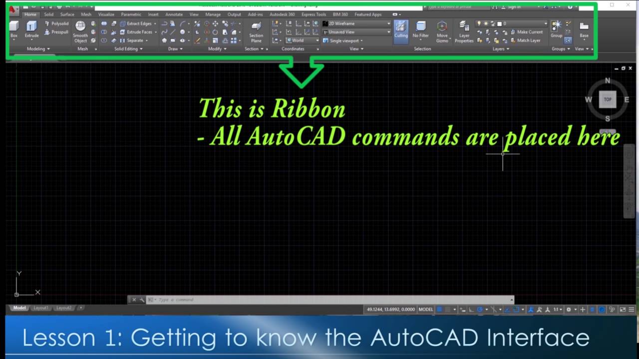 LESSON 1: AUTOCAD INTERFACE - YouTube