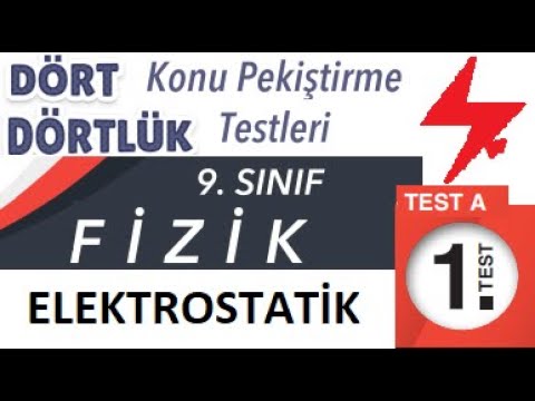 9. Sınıf | Fizik | Dört Dörtlük  Konu Pekiştirme Testleri | Elektrostatik Test A | 1. Test | MEB 4x4