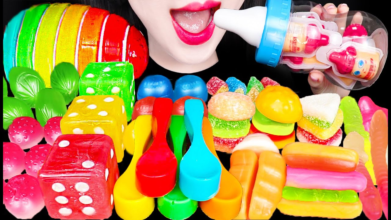 ASMR Edible Spoon Jelly Candy Dessert 먹는 숟가락 젤리 캔디 먹방 Mukbang, Eating ...