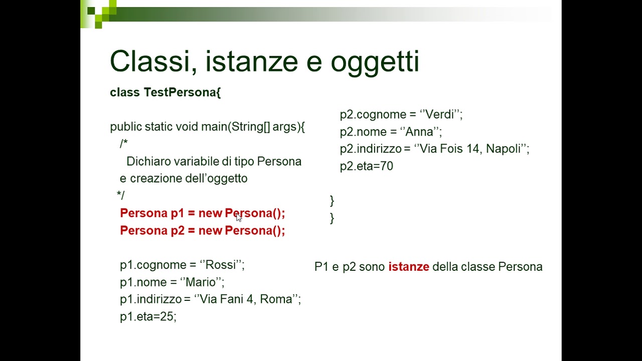Classi e Istanze - YouTube