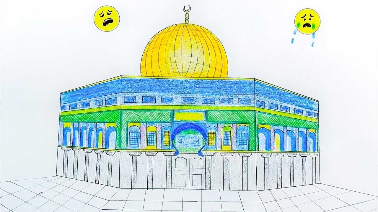 How To Draw Gumbade Sakhra||Palestine|| - YouTube