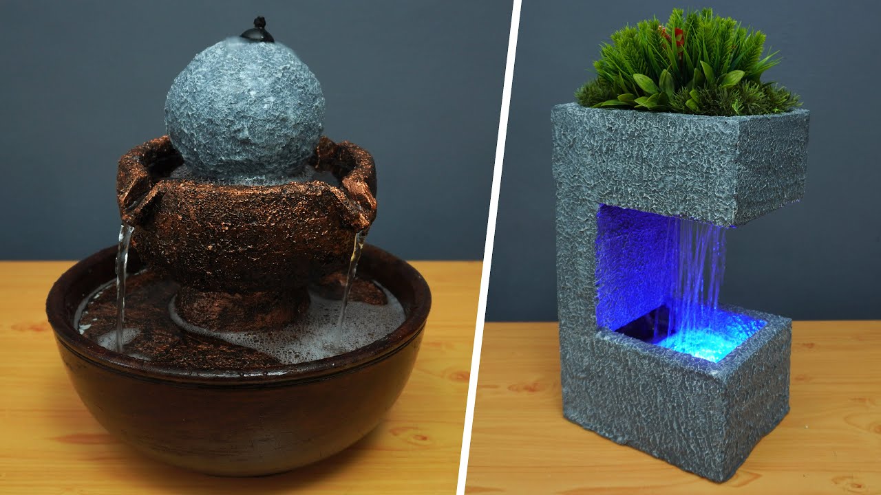 Making 2 Beautiful Indoor Water Fountains | Awesome DIY Tabletop ...