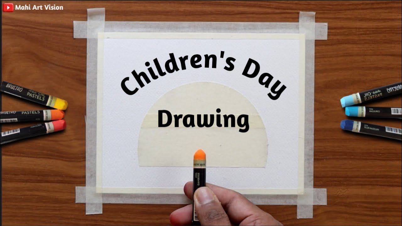 Children's Day Drawing / Children's Day Drawing with Oil Pastels / Easy ...