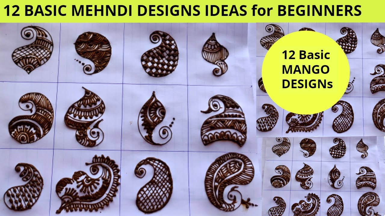 12 Basic mehndi design Ideas for beginners|Mango mehndi design # ...