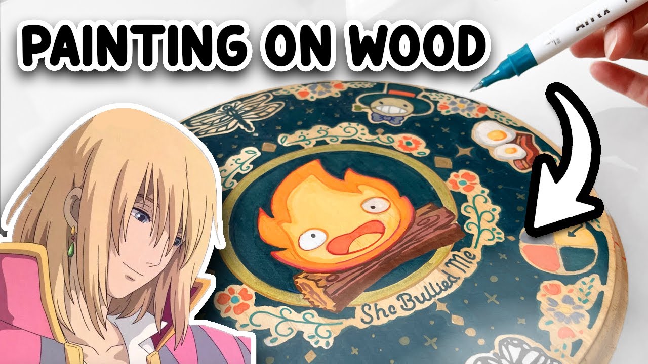 How I painted howls moving castle on wood with Markers! - YouTube