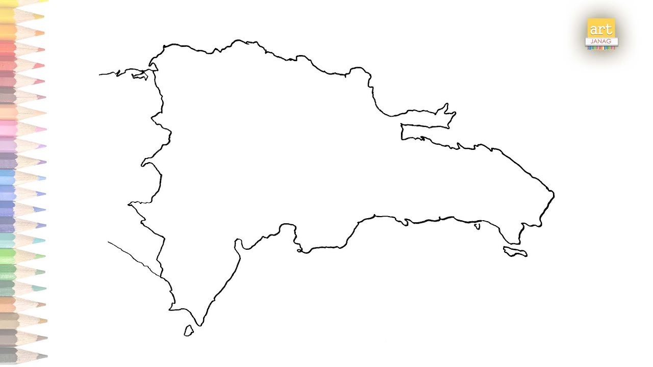 Map of Dominican republic outline | How to draw Dominican republic map ...