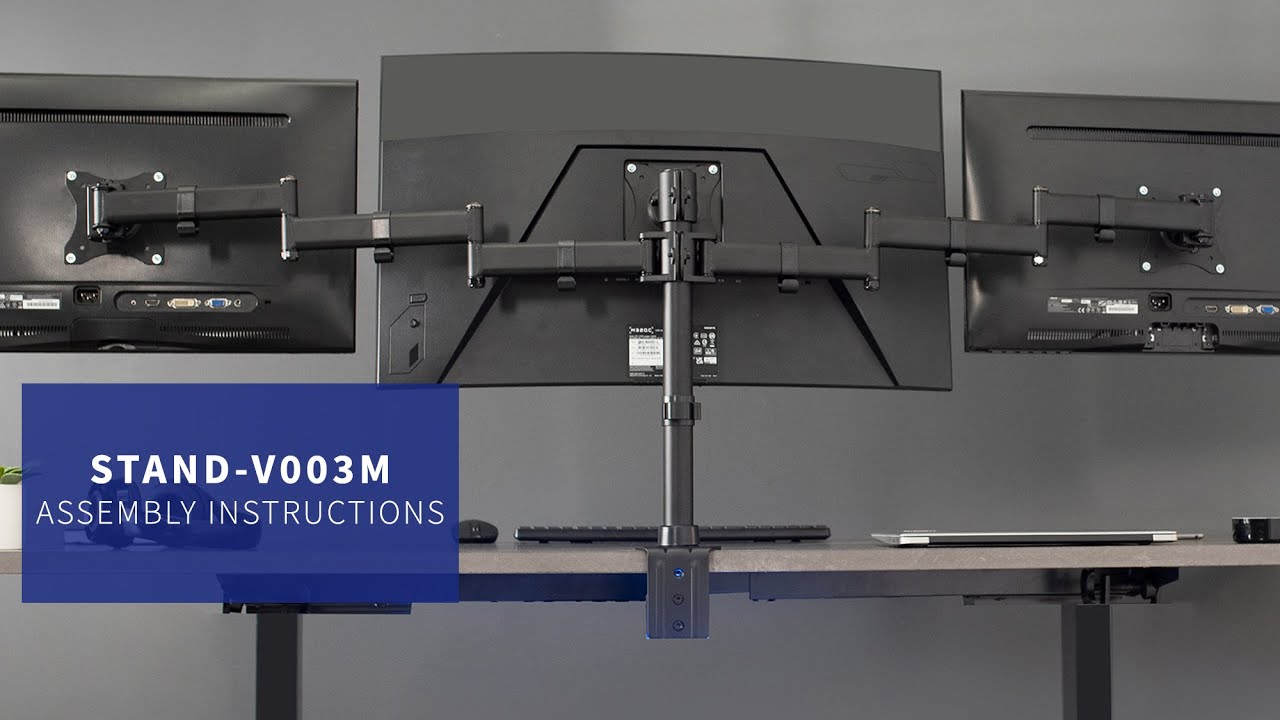 STAND-V003M Triple Monitor Mount Assembly by VIVO - YouTube