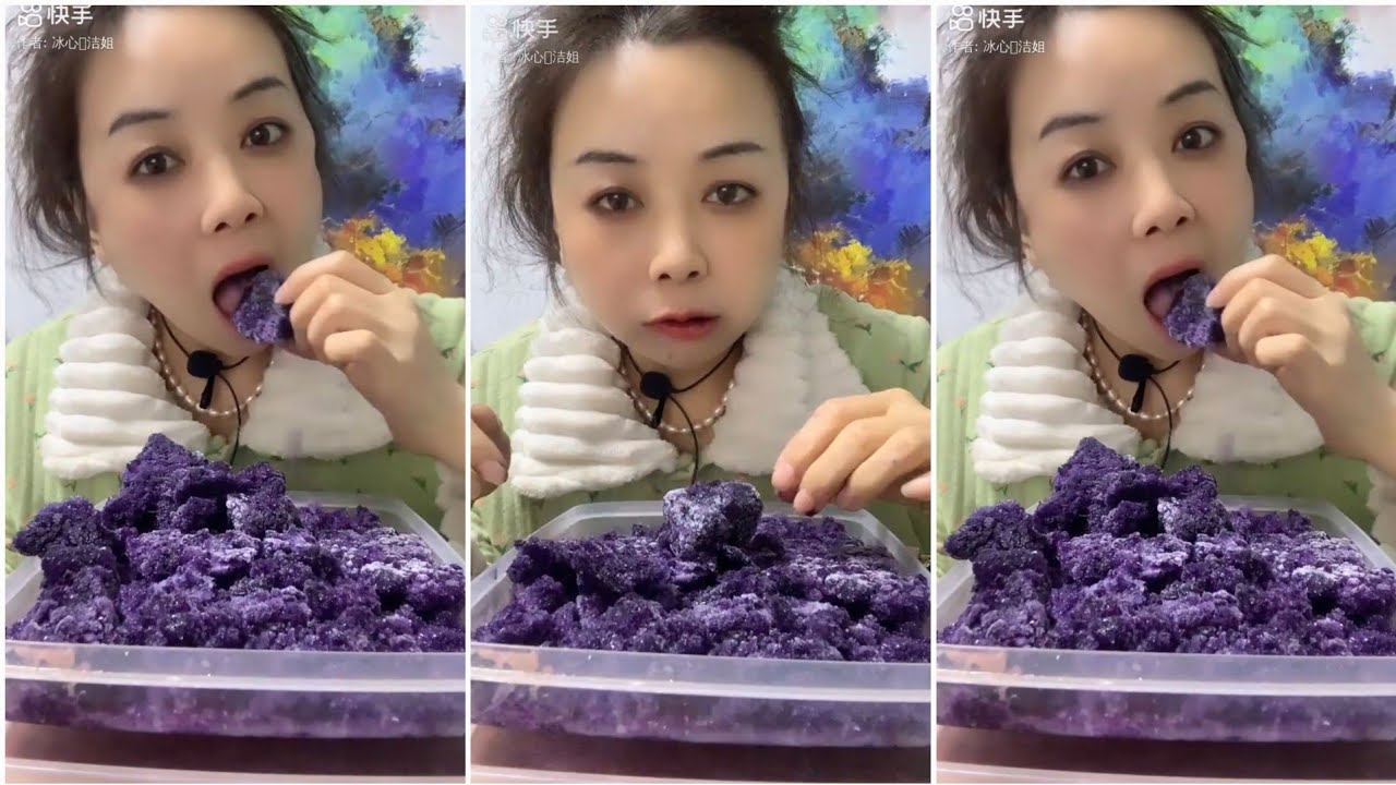 purple shaved ice chunks eating asmr || full video - YouTube