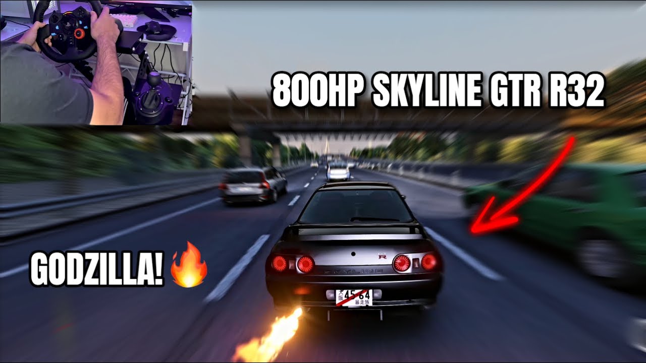 800HP Skyline GTR R32 cutting through traffic | Assetto Corsa ...