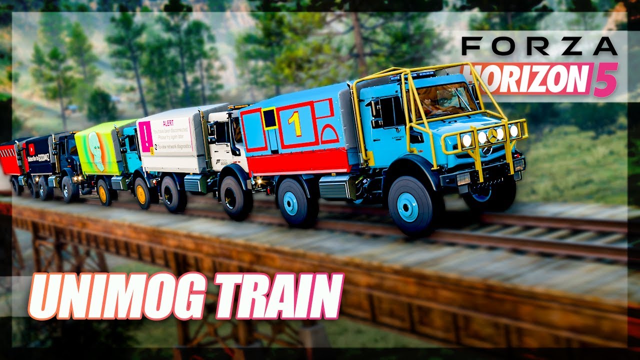 Forza Horizon 5 - Making a Unimog Train! (Wrecks & Fails) - YouTube