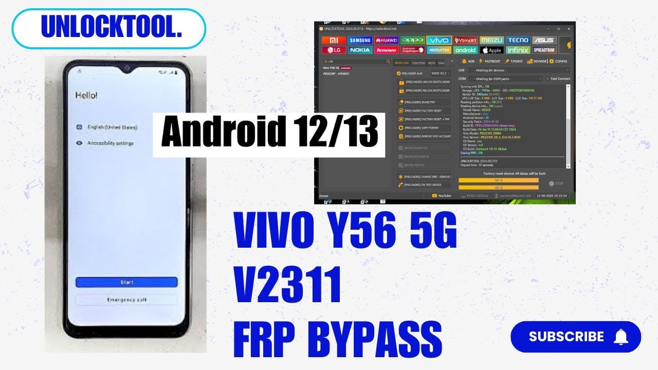 VIVO Y56 5G (V2311) FRP BYPASS ANDROID 13.14. 2024 NEW SECURITY ! NEW ...