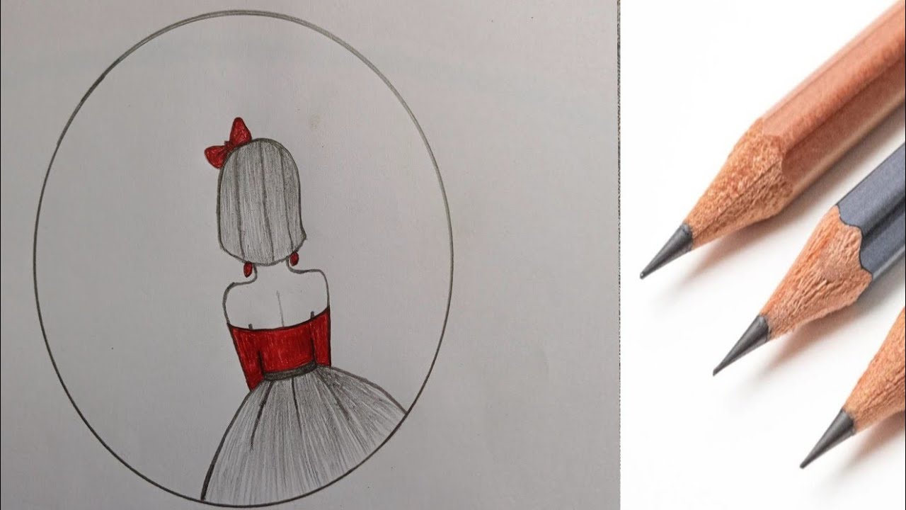 girl drawing easy cute back side || girl drawing easy back side - YouTube