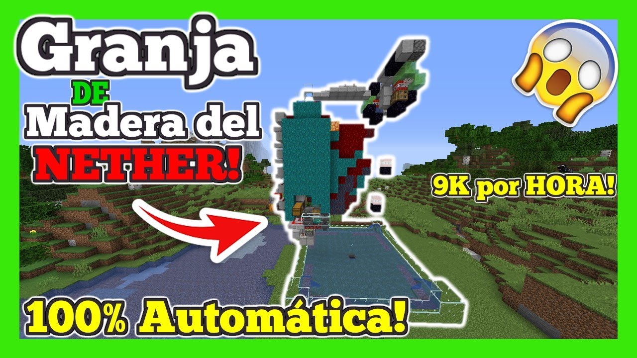 Granja de MADERA del NETHER 100% Automática 🌳 (+9,000 items por HORA ...