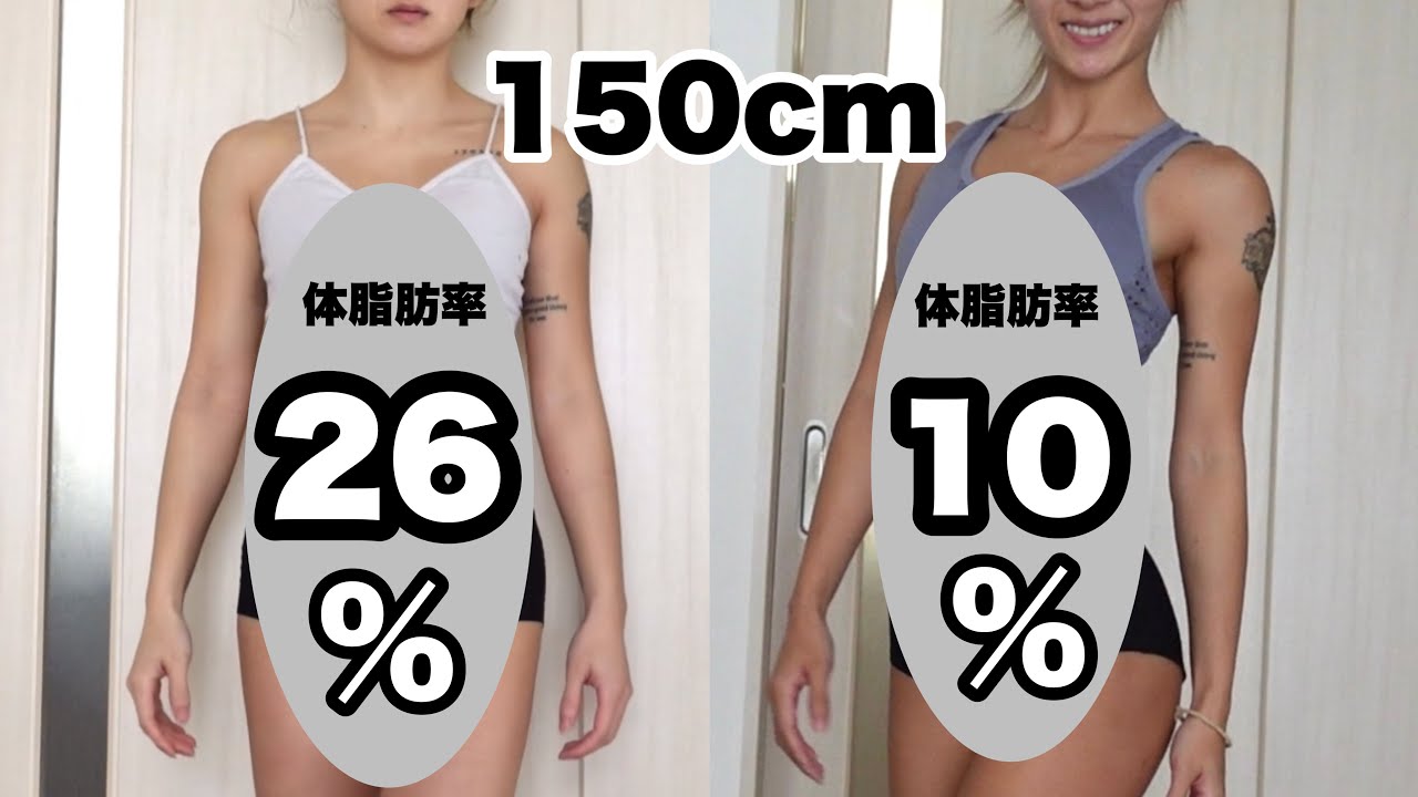 【体型比べ】体脂肪26%と10%の体の変化がすごい... - YouTube