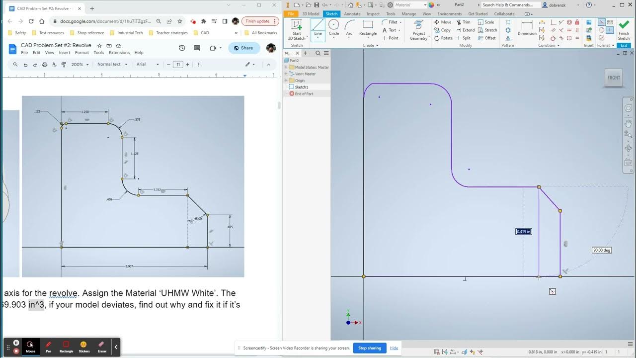Autodesk Inventor, Revolve #1, demo of simple sketch and revolve - YouTube