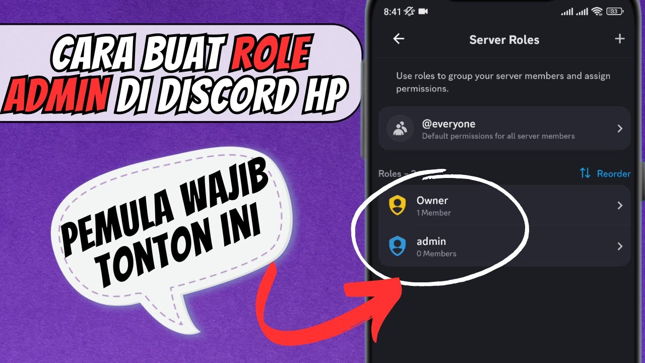 CARA BUAT ROLE ADMIN DI DISCORD HP UNTUK PEMULA KO TUTORIAL - YouTube