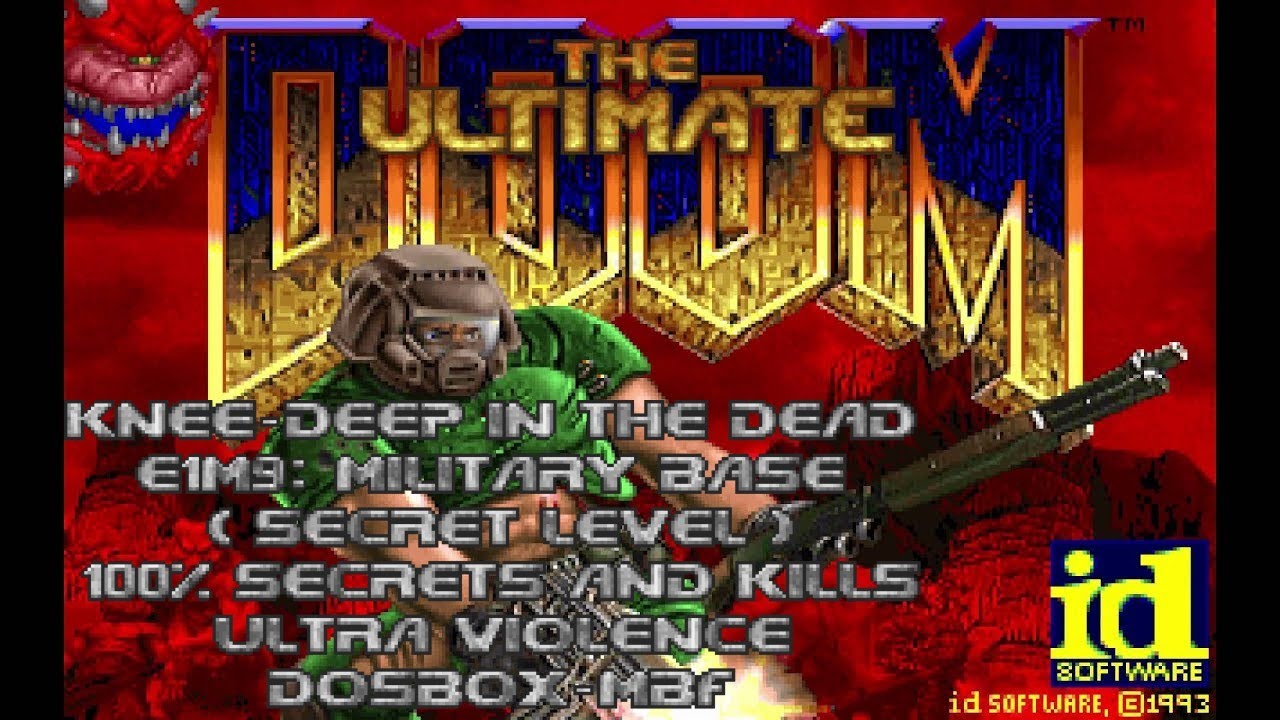 The Ultimate Doom: Knee-Deep in the Dead E1M9: Military Base {Secret level} (100%) UV [DosBox ...