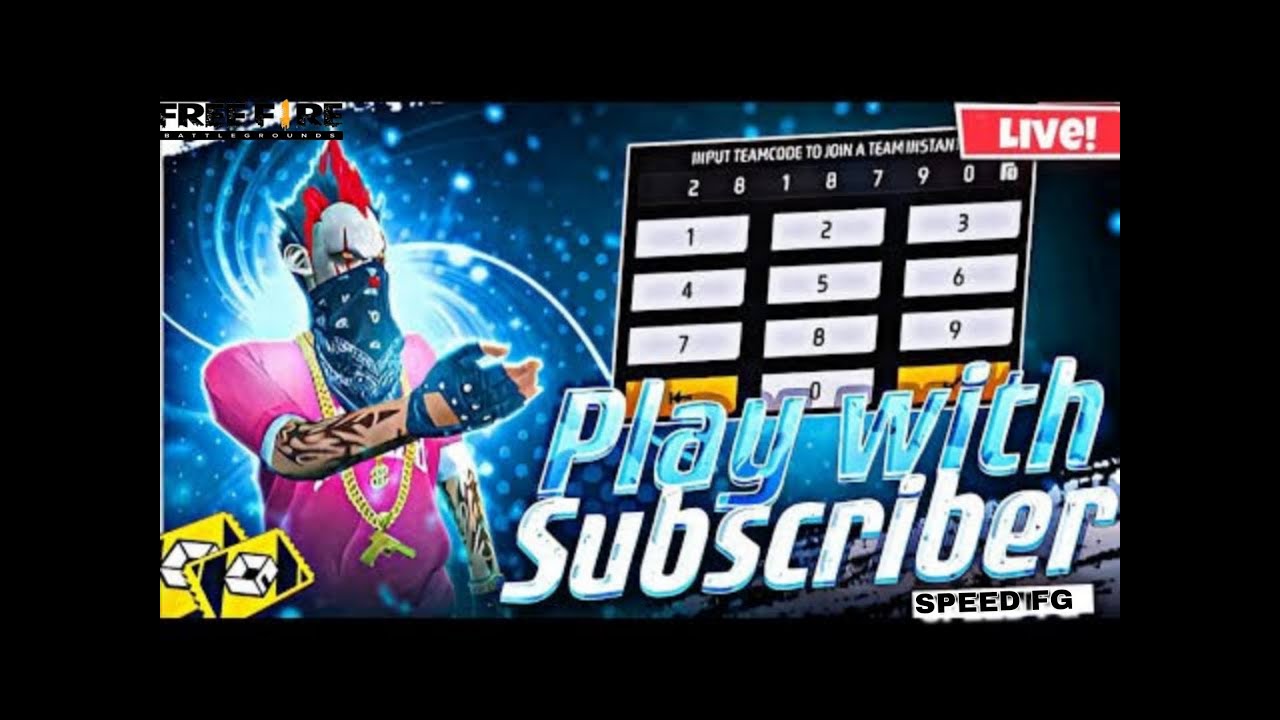 LIVE TEAM CODE PLAY SPEED FG LIVE 🛑 FREE FIRE RANDOM GIVEAWAY FULL RUSH ...