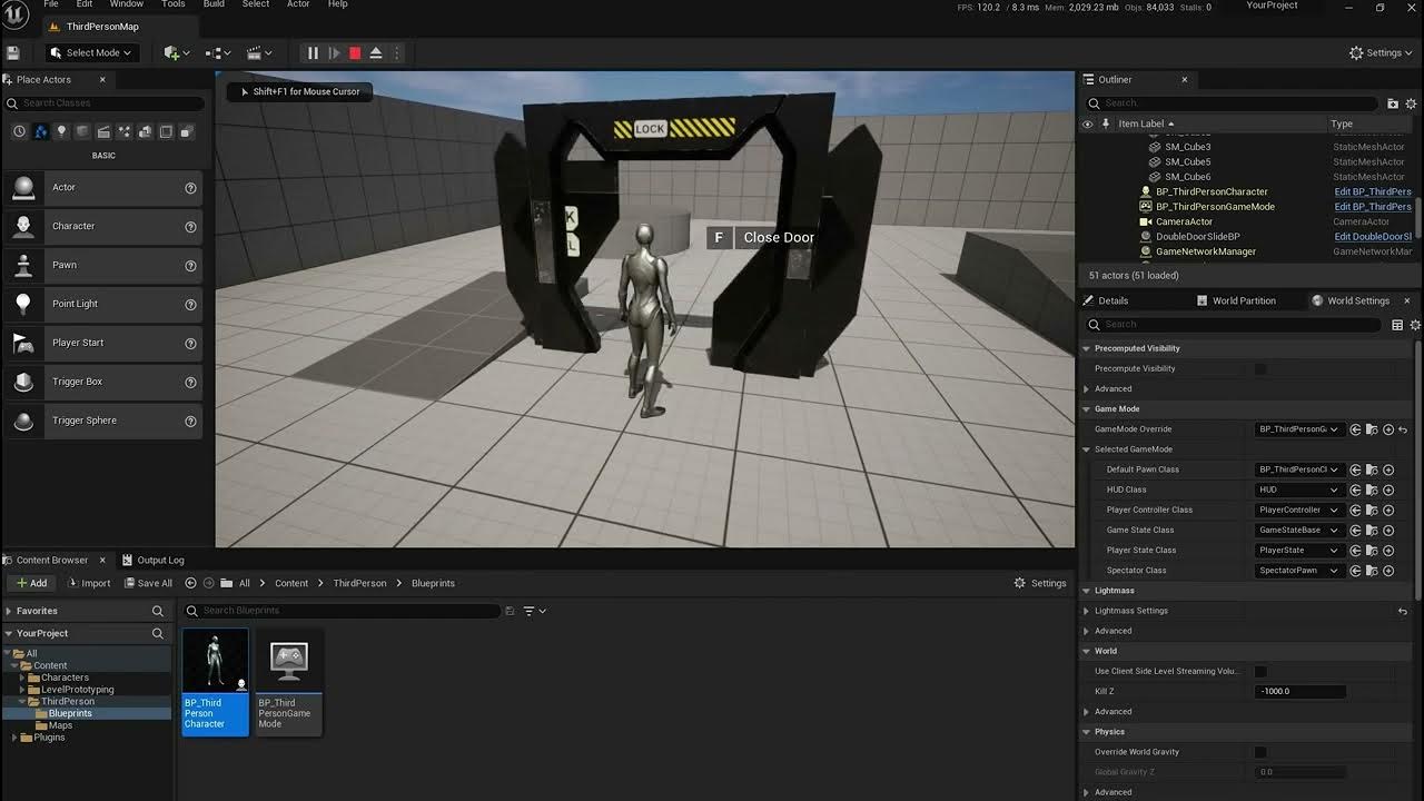 Unreal door multiplayer interaction system auto open close, slide and rotating doors - YouTube
