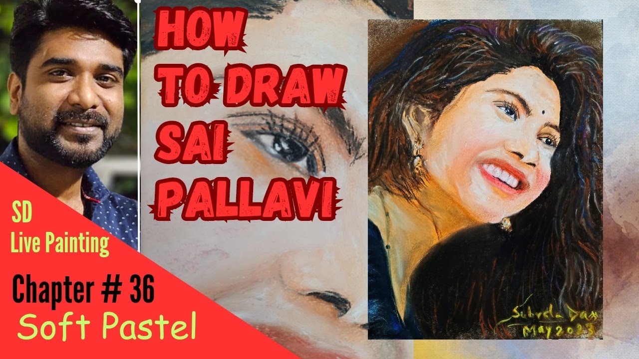 How to draw Sai Pallavi with Soft Pastel | Portrait Drawing | Easy draw Sai Pallavi step by step ...