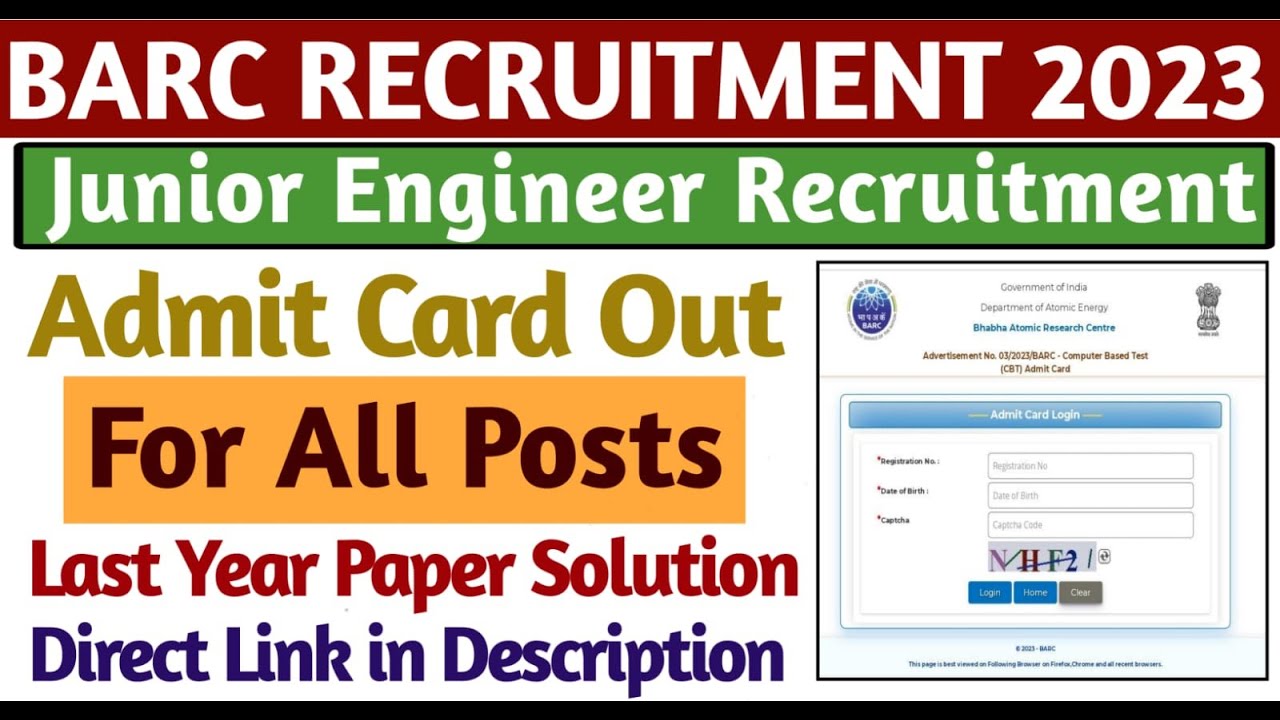 BARC Admit Card Out||BARC 2023 Admit Card||BARC Exam Pattern||BARC ka ...