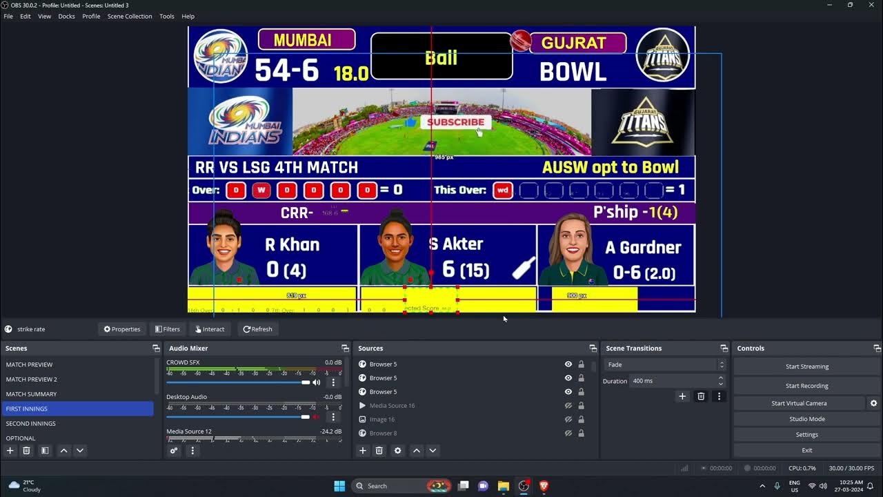 Cricket Live Scoreboard Kaise Banaye 2024 | Live Cricket Score Obs ...