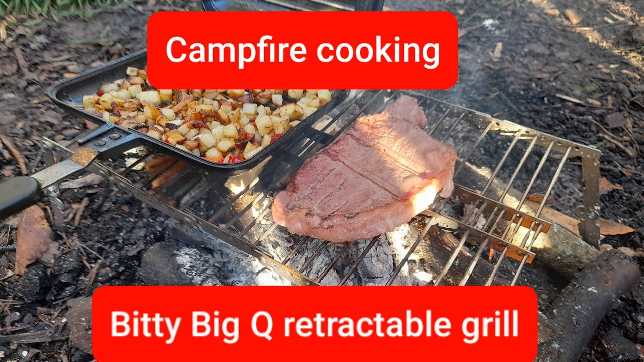 Bitty Big Q retractable grill, titanium mug and cutlery. Campfire ...