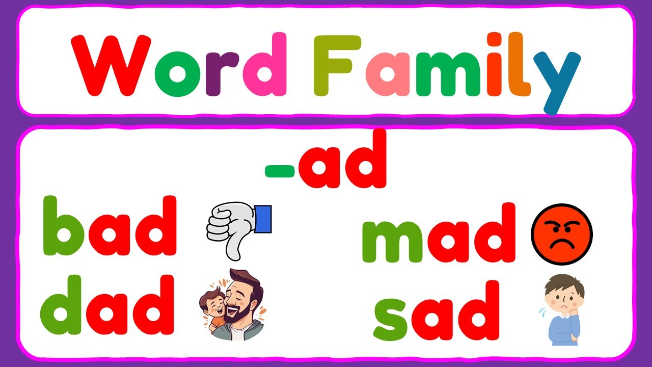 Word Family -ad | CVC Words -ad | Let's Read Three - Letter Words - YouTube