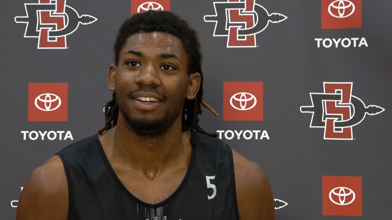 SDSU MEN'S HOOPS: PHARAOH COMPTON & NICK BOYD PREVIEW UTAH STATE - YouTube