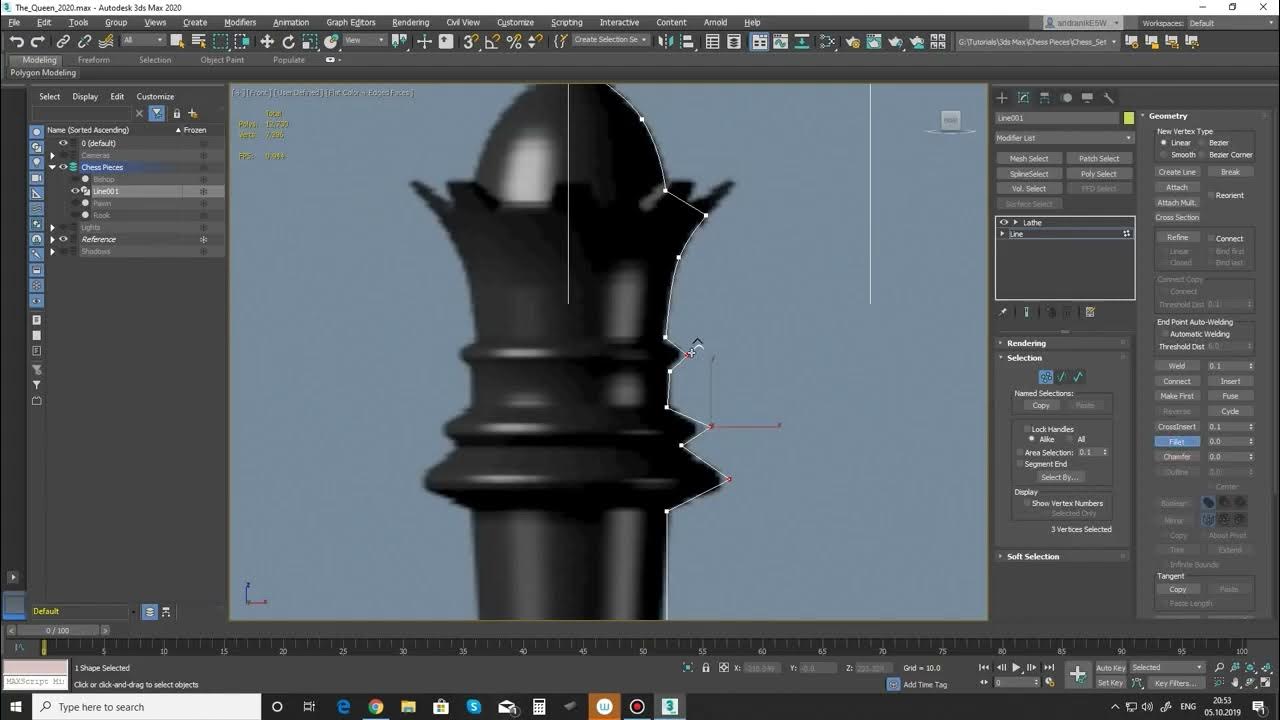 3d Modeling Chess Pieces Queen 3ds Max Tutorial - Part 04 - YouTube