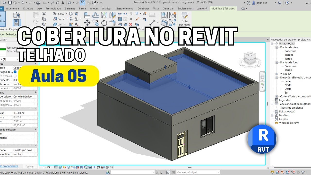 Cobertura no Revit - Telhado aparente e com platibanda (Aula 05) - YouTube