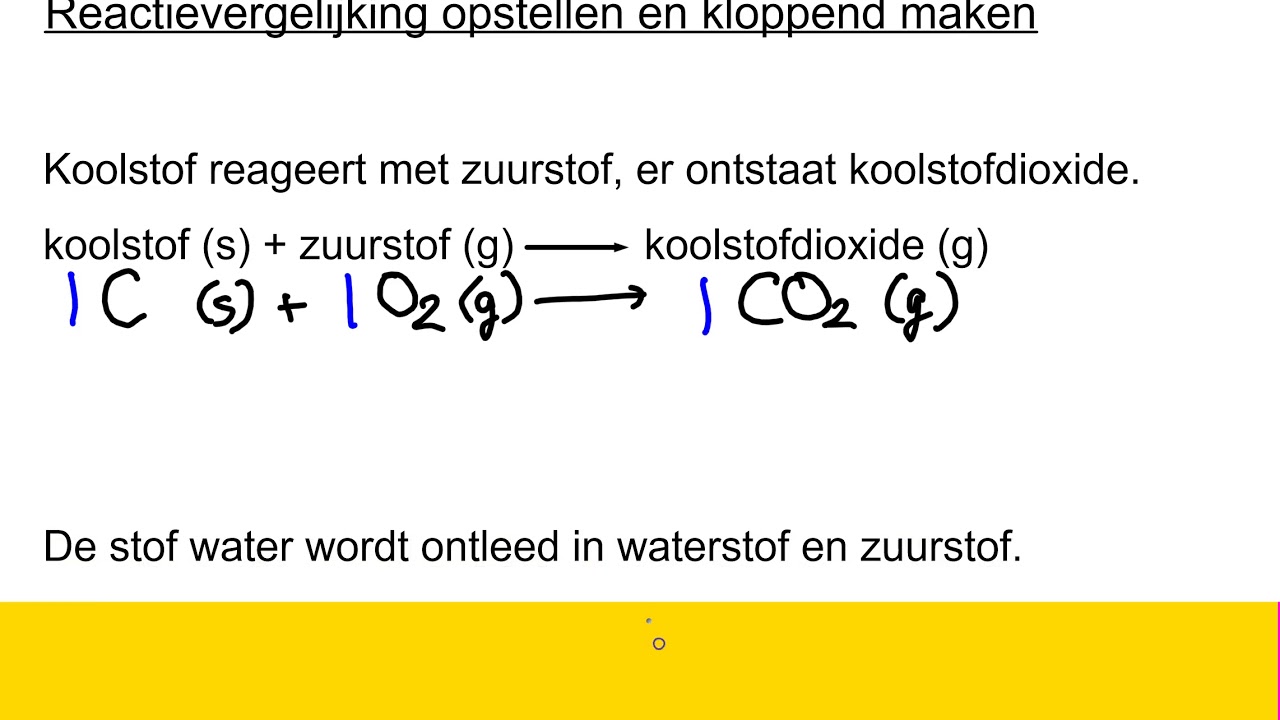 Reactievergelijking opstellen en kloppend maken - YouTube