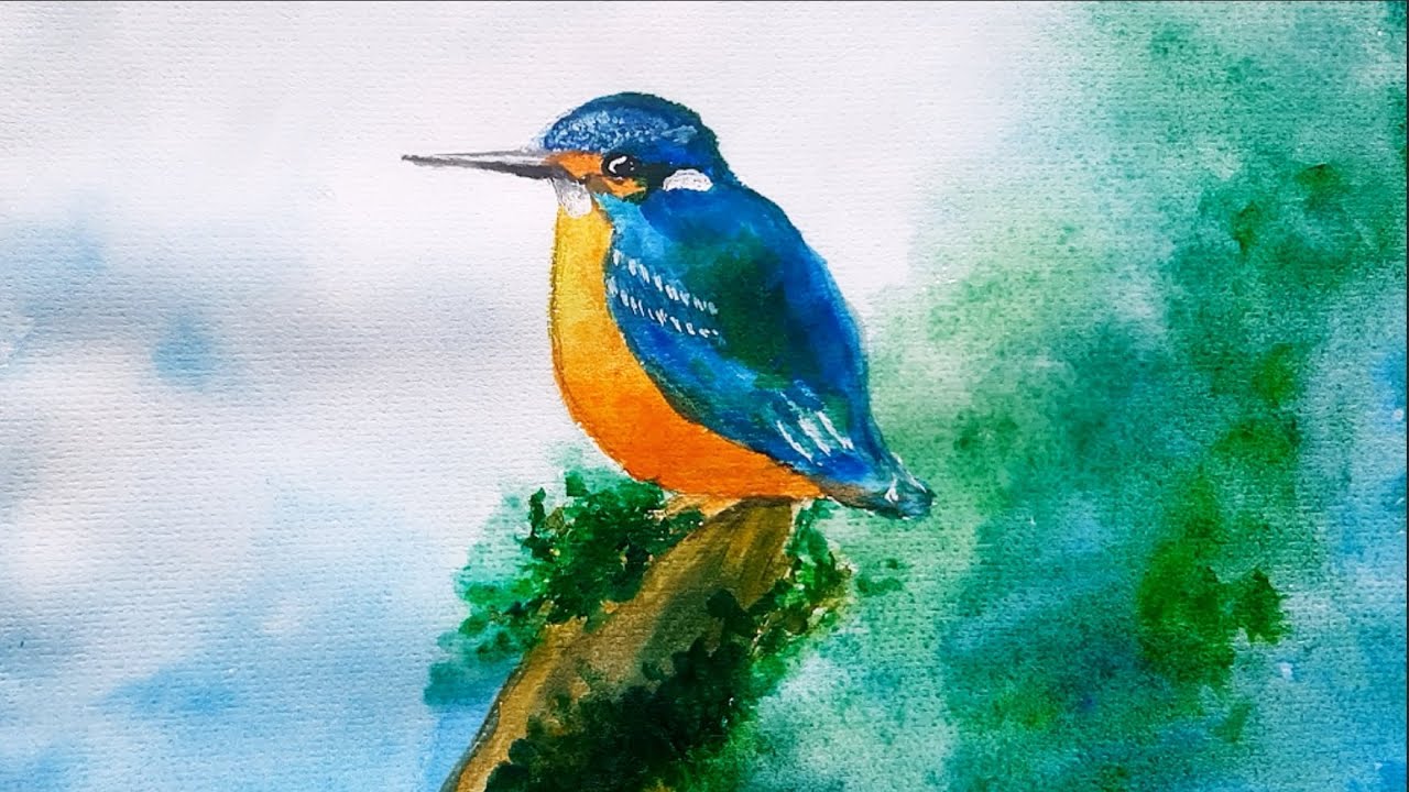 How to draw Kingfisher | Watercolour painting | Step by step - YouTube