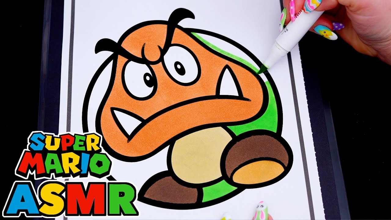 ASMR Coloring a Goomba Super Mario | ASMR Coloring Sounds for ...