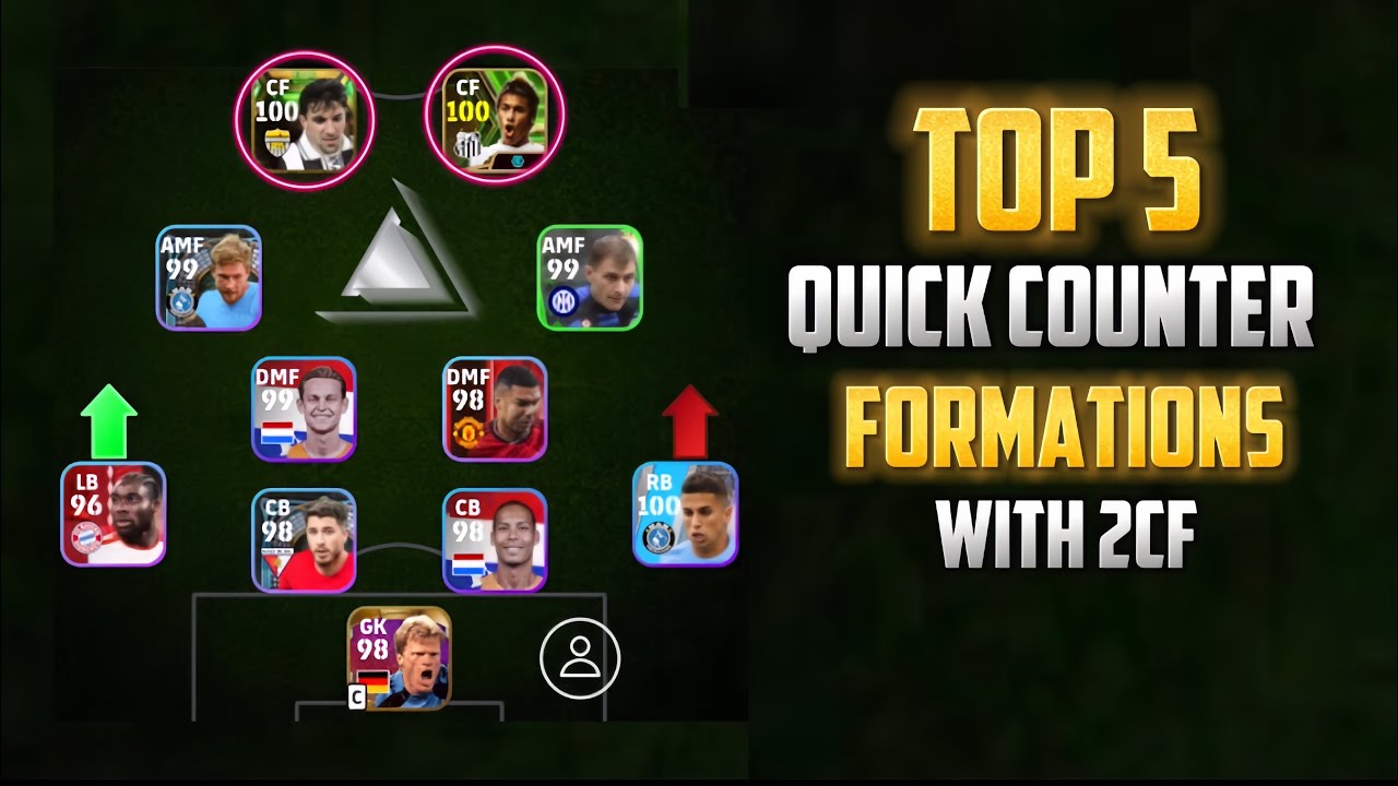 Top 5 2cf quick counter formations | eFootball 2024 mobile - YouTube