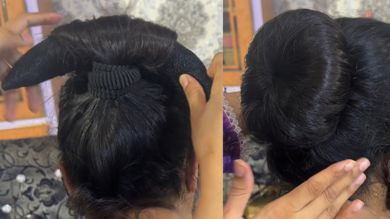 Hair puff sy bun bnany ka easy tarika ||How to make hair bun with fake ...