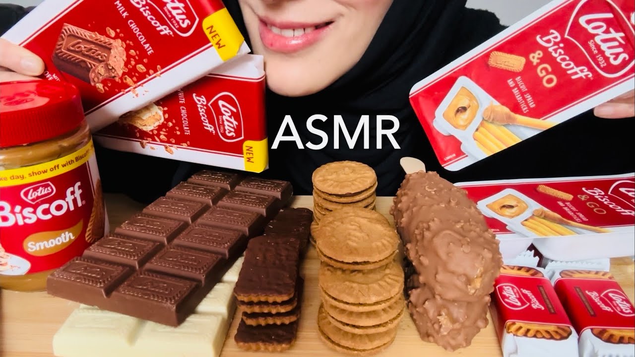 ASMR EATING | ICE CREAM | LOTUS BISCOFF Spread | Chocolate Bars ...