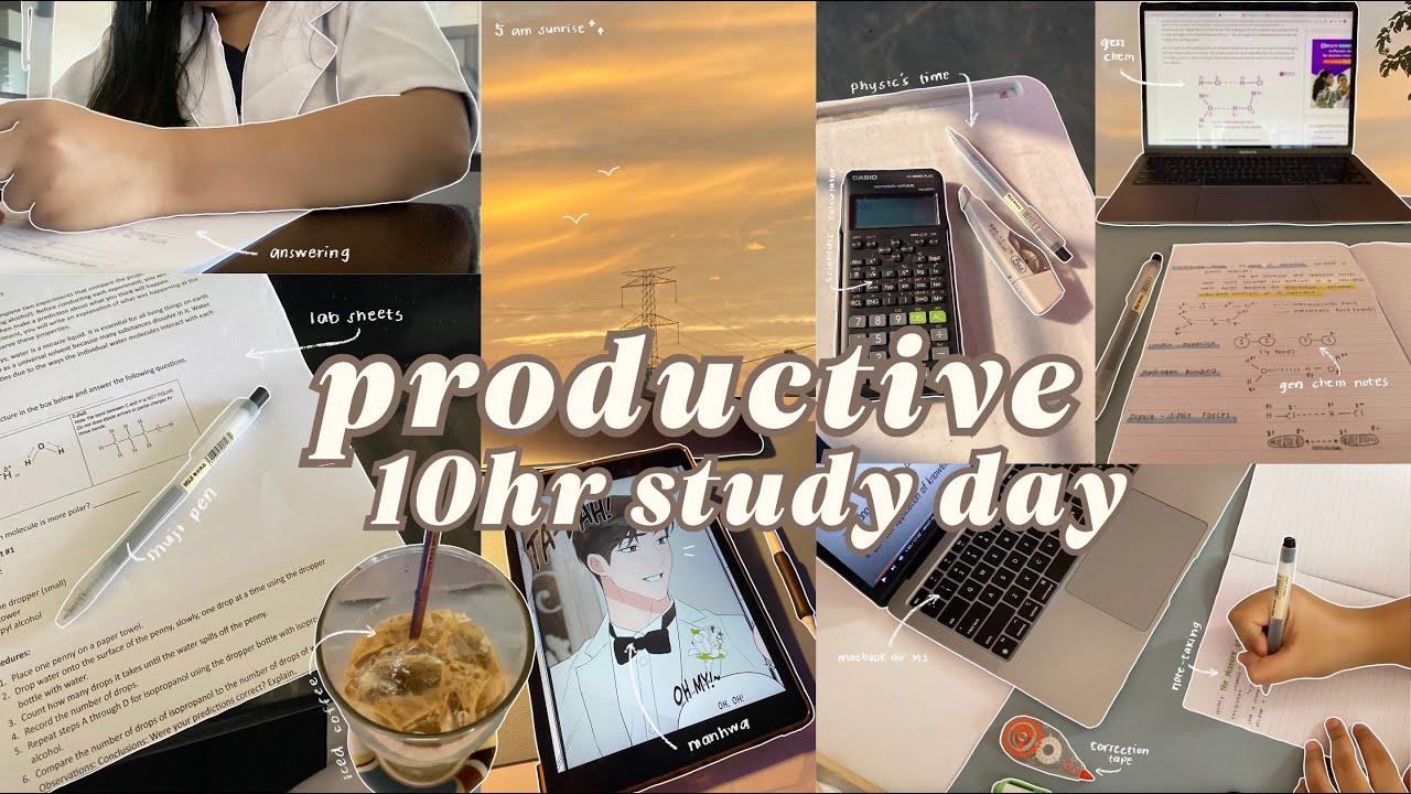 10-hour Study day 👩🏻‍🔬: waking up at 5 AM, lots of note-taking, lab ...