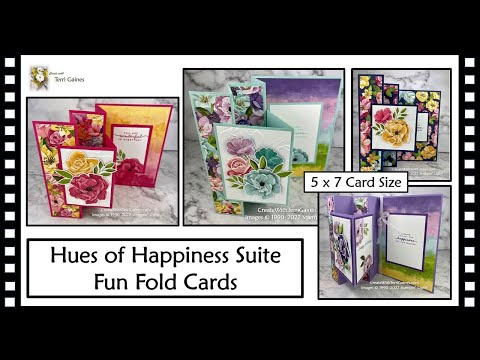 Hues of Happiness Fun Fold Card plus PDF for 5 x 7 Card Size