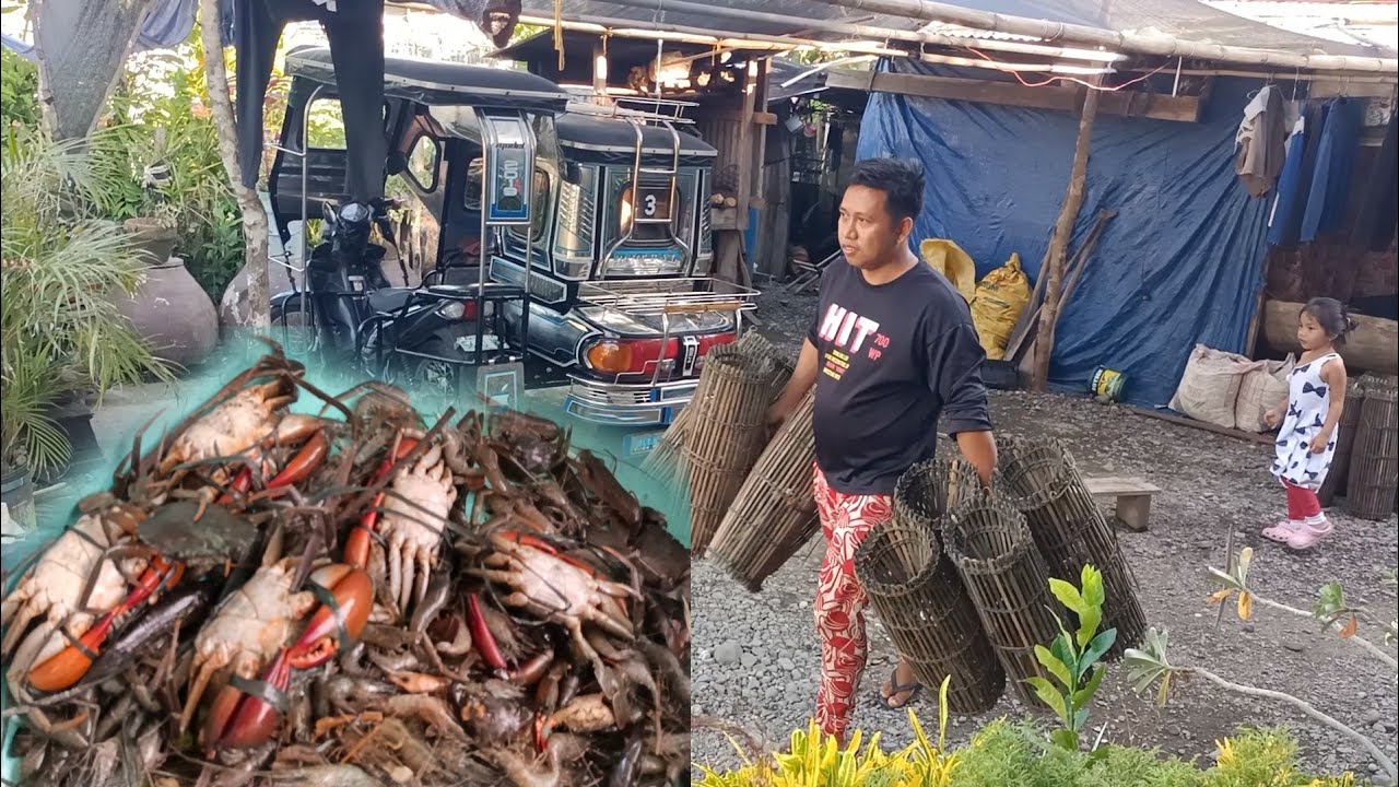 Nagpain sa likod Ng palaisdaan/Maraming Huling Pulahan na alimango at ...