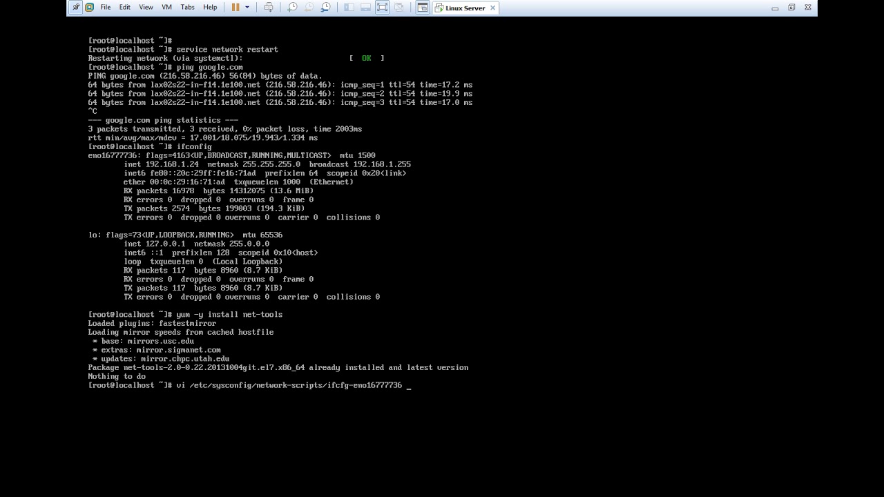 Network Management in Centos Server (Enable network connect to internet ...