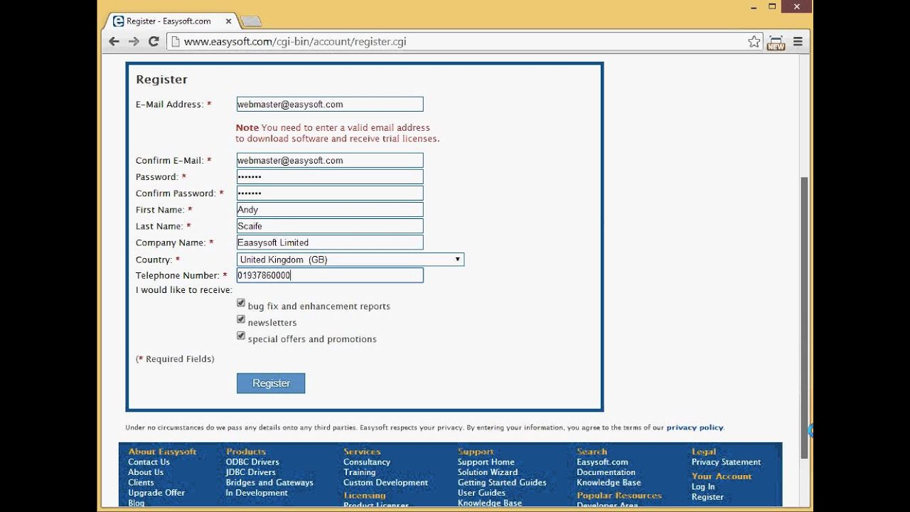 Easysoft Limited: Registering for a FREE account - YouTube