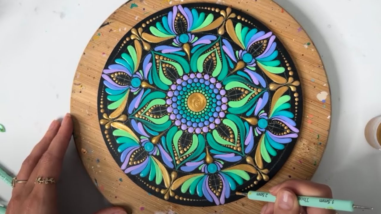 Live Tutorial Mandala Painting With Brushstrokes and Rhinestones! - YouTube